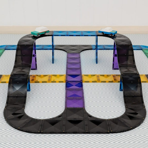 Connetix Tiles | 16 Piece Roads Ramps & Intersections Pack - Milk Tooth