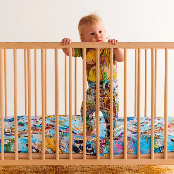 Kip and Co x May Gibbs | Fitted Sheet Waterworld Baby - Milk Tooth